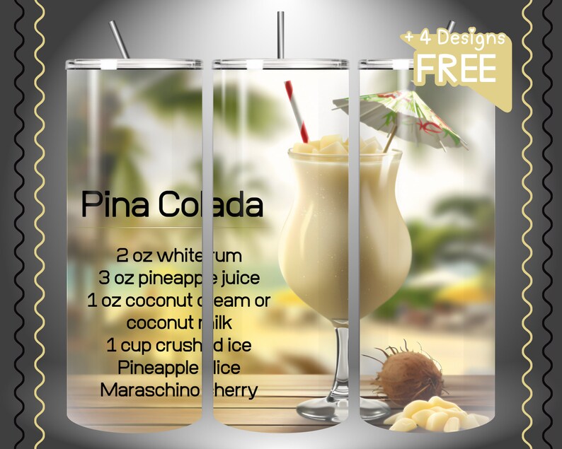 Pina Colada Tumbler Design | Cocktail Tumbler Wrap | Png-png | Digital ...