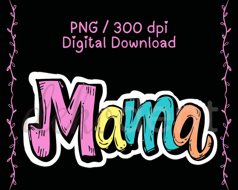 Mom Lettering Doodle Clipart PNG 300dpi Digital Download Sublimation ...