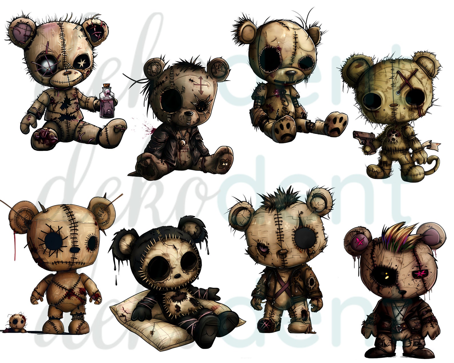 Voodoo Doll Teddy Bear Cliparts 46 PNG Digital Download Halloween ...
