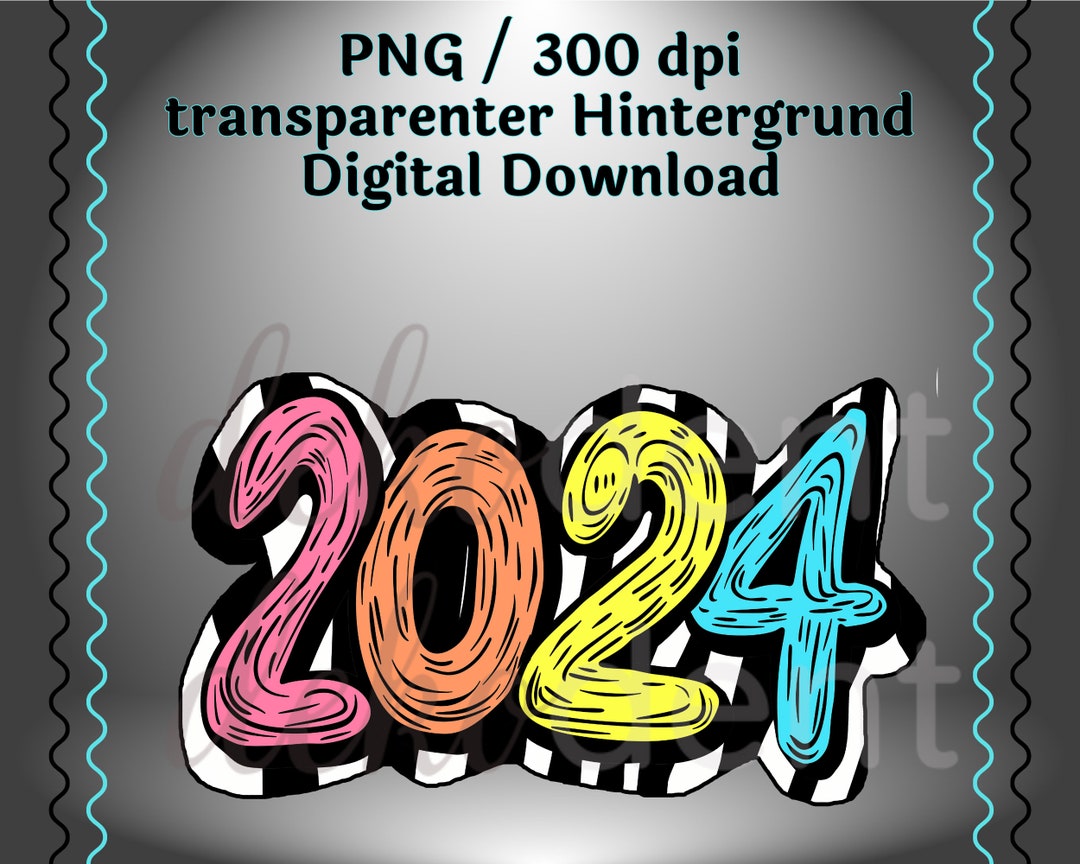 2024 Lettering Doodle Clipart PNG 300dpi Digital Download Sublimation ...