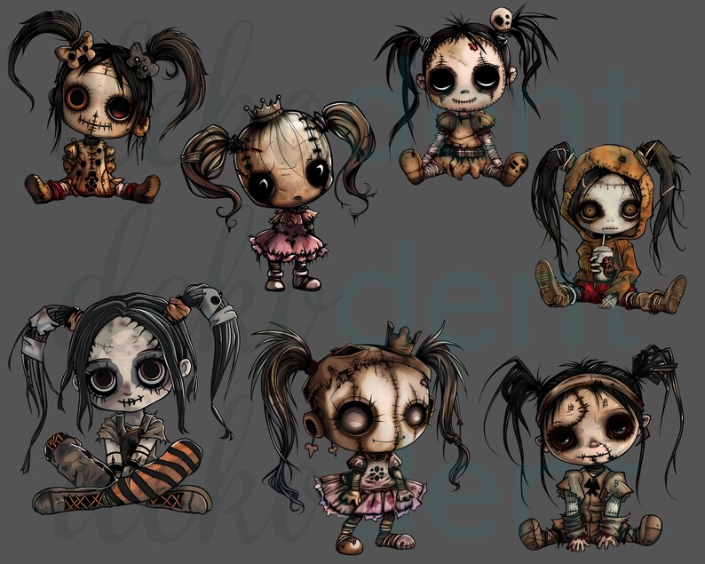 Voodoo Doll Girls Clipart Set 35 Pngs Digital Download Christmas PNG ...