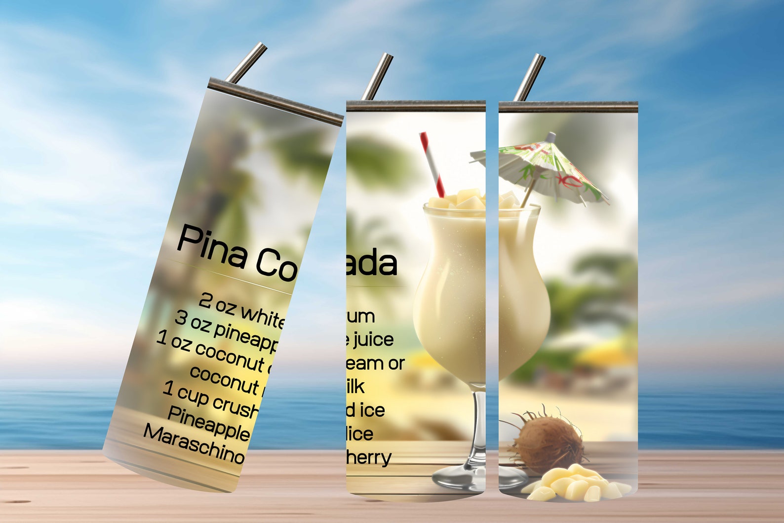 Pina Colada Tumbler Design | Cocktail Tumbler Wrap | Png-png | Digital ...