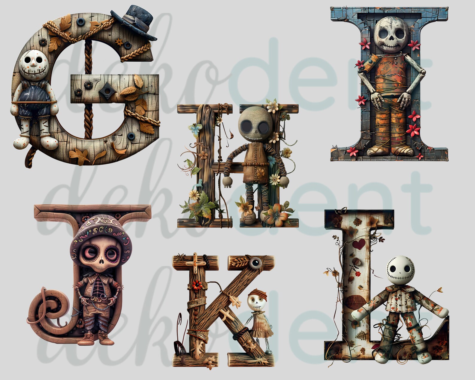 Clipart Alphabet Voodoo 26 Letters With Voodoo Dolls Digital Download ...
