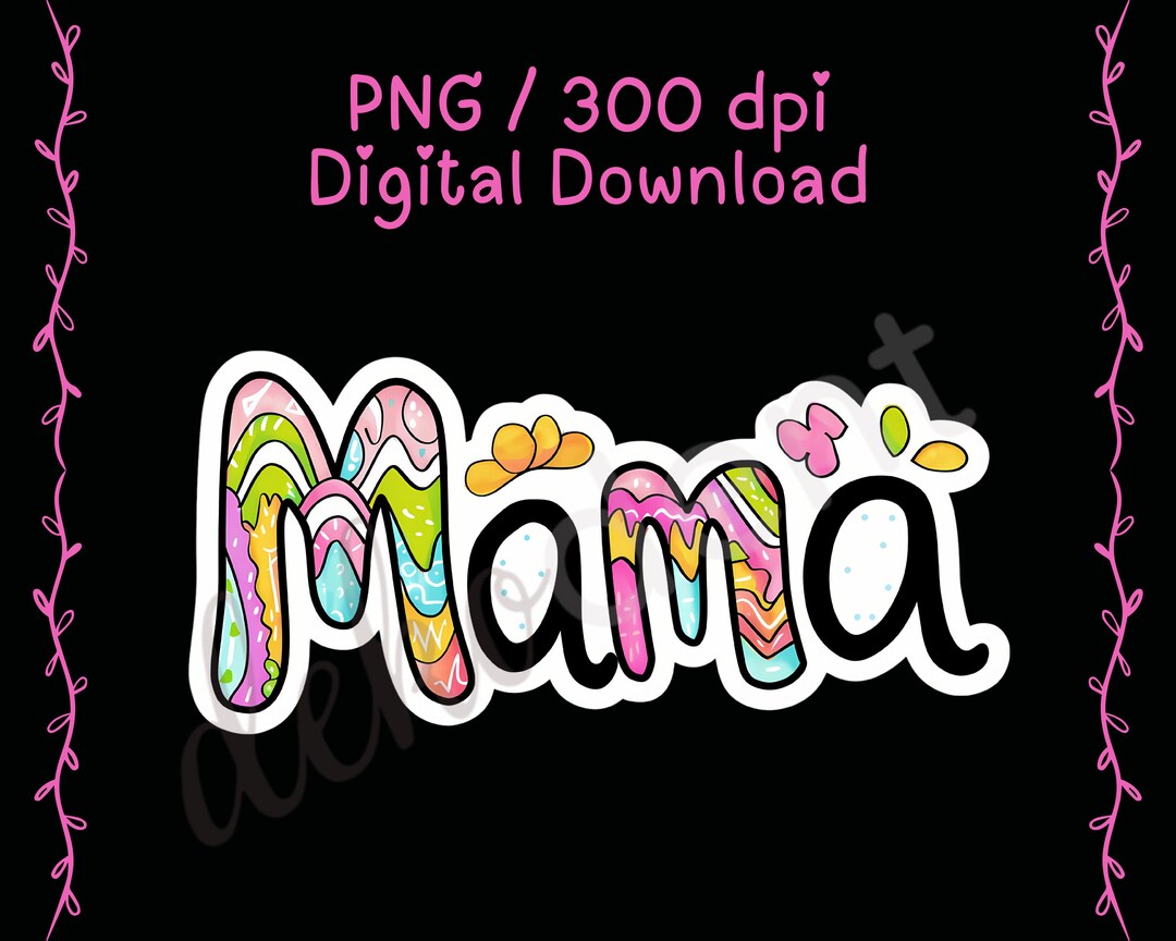 Mom Lettering Doodle Clipart PNG 300dpi Digital Download Sublimation ...