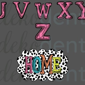 Doodle Alphabet Clipart Bundle Dalmatian, Zebra and Leopard Background ...