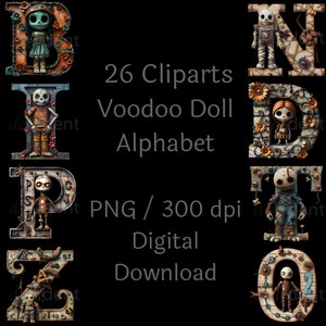 Clipart Alphabet Voodoo 26 Letters With Voodoo Dolls Digital Download ...