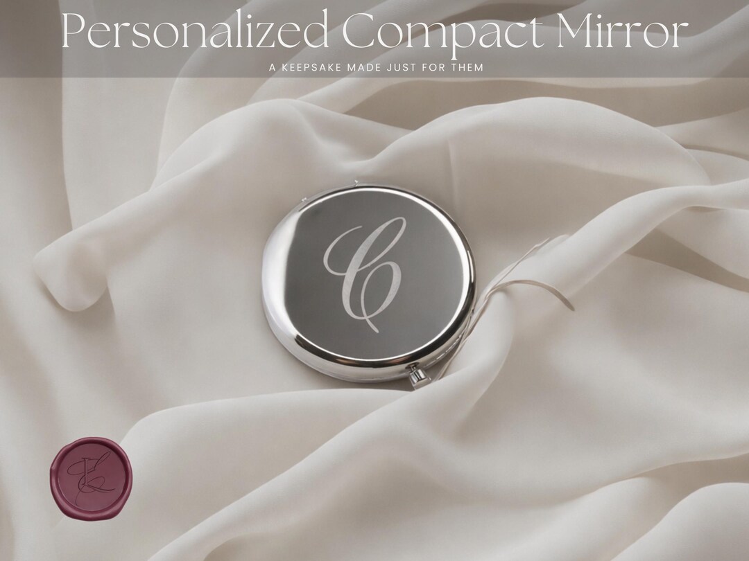 Personalised Silver Compact Mirror – Name or Initial – Engraved Pocket ...