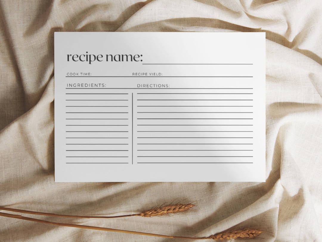Blank Recipe Card | Print-at-home Recipe Cards - Blank Canvas for Your ...