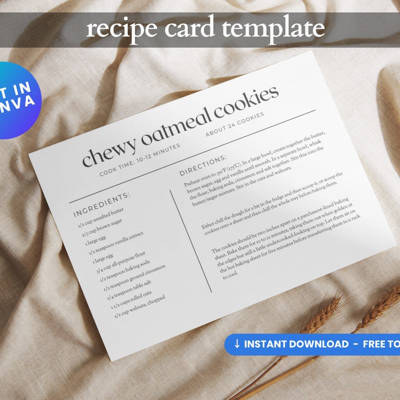 Diy Recipe Cards - Etsy