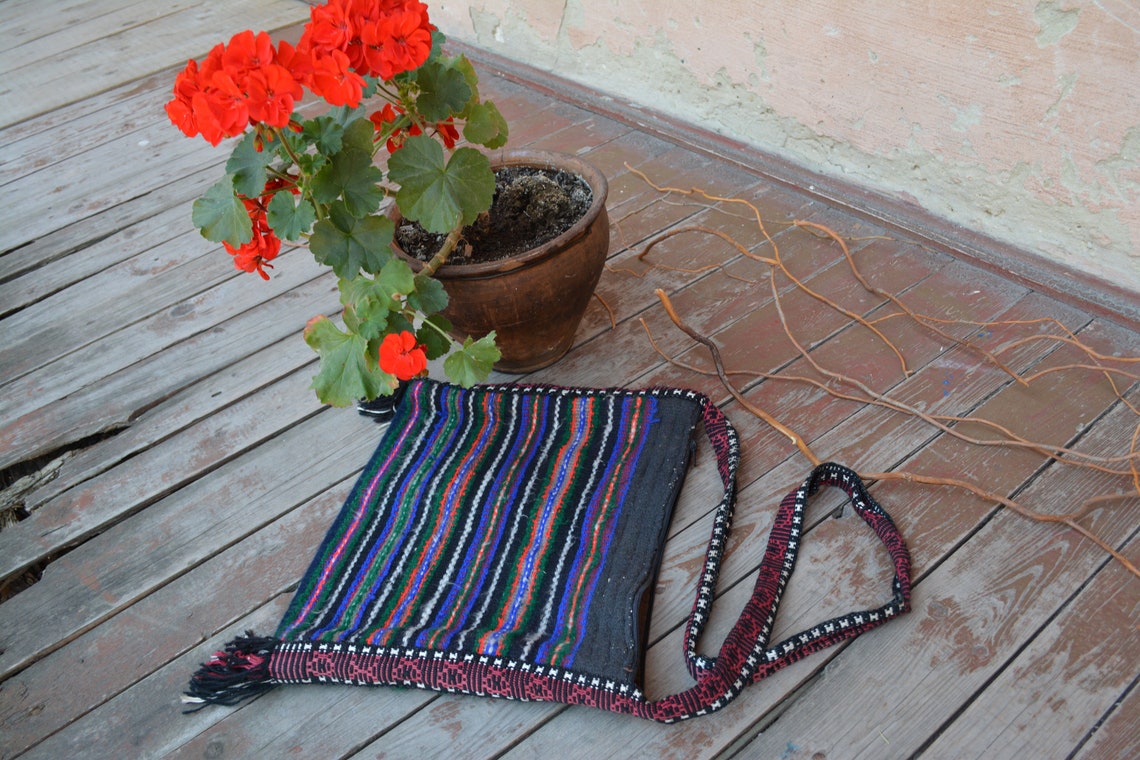 Handwoven wool shoulder bag Vintage handwoven wool bag | Etsy