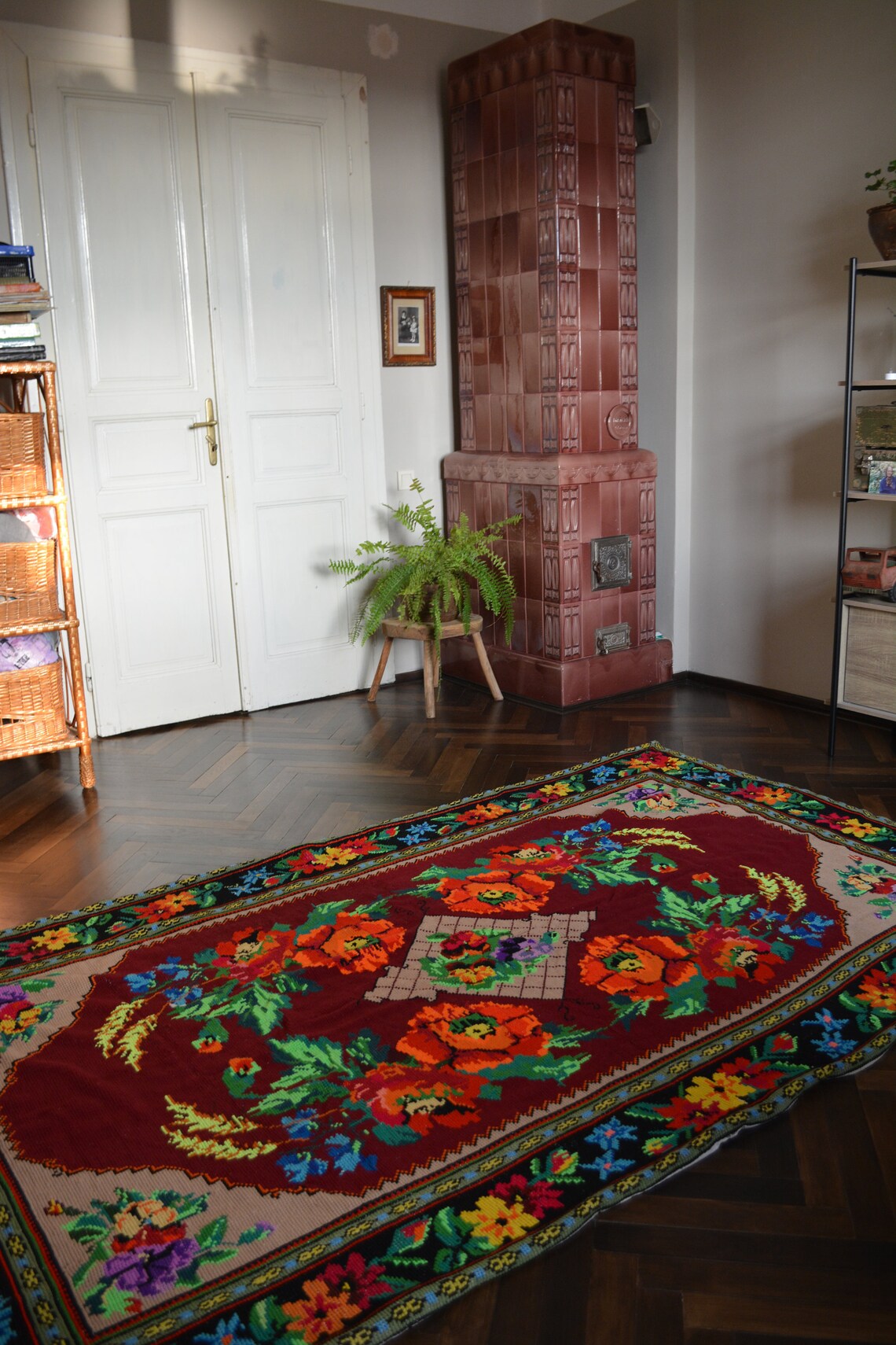 Antique Embroidered Carpet - Ukrainian Rug - Embroidered Carpet ...