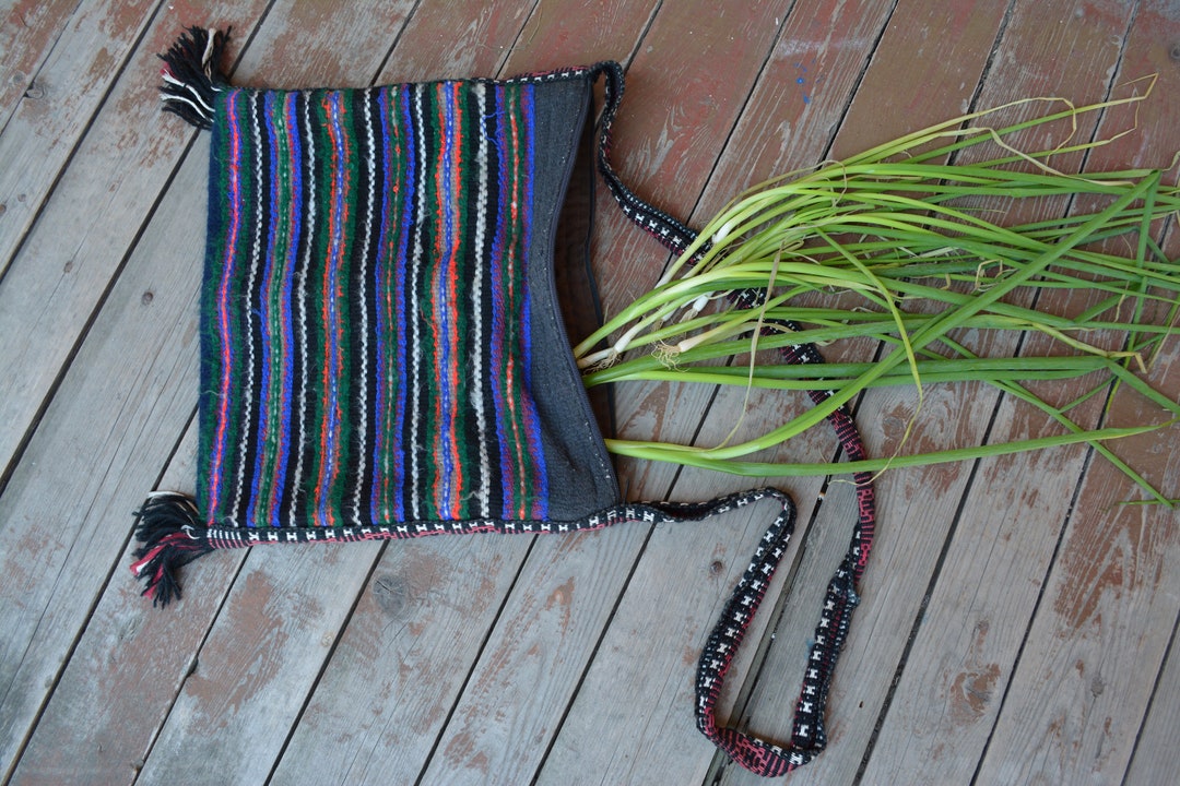 Handwoven Wool Shoulder Bag - Vintage Handwoven Wool Bag - Bessarabian ...