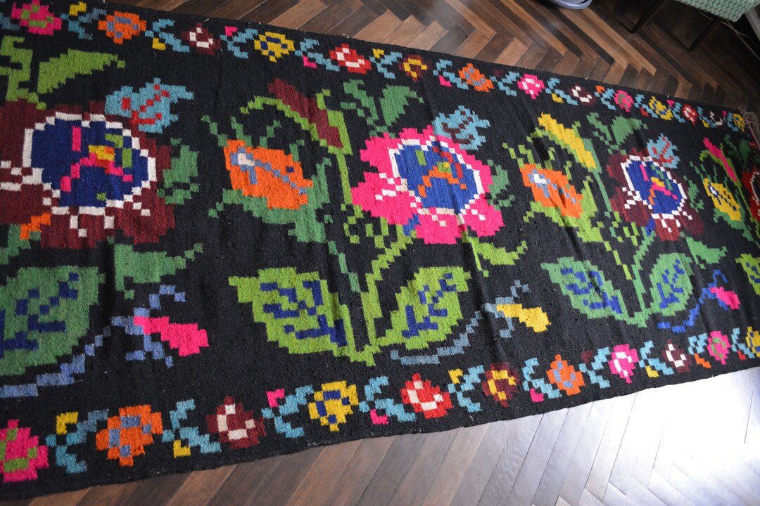 Vintage Handwoven Wool Traditional Ukrainian Rug Carpet - Bessarabian ...