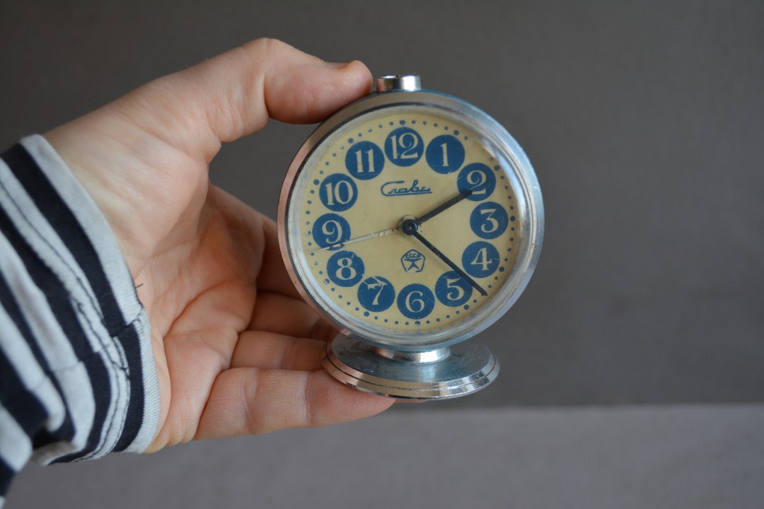 Vintage Soviet Mechanical Alarm Clock Slava Retro Clock Soviet Clock ...
