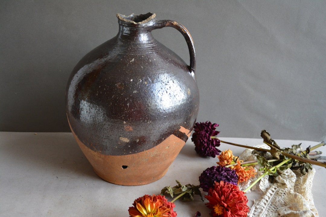 Very Old Antique Ancient Clay Vessel - Brown Clay Pot - Rustic Bowl ...