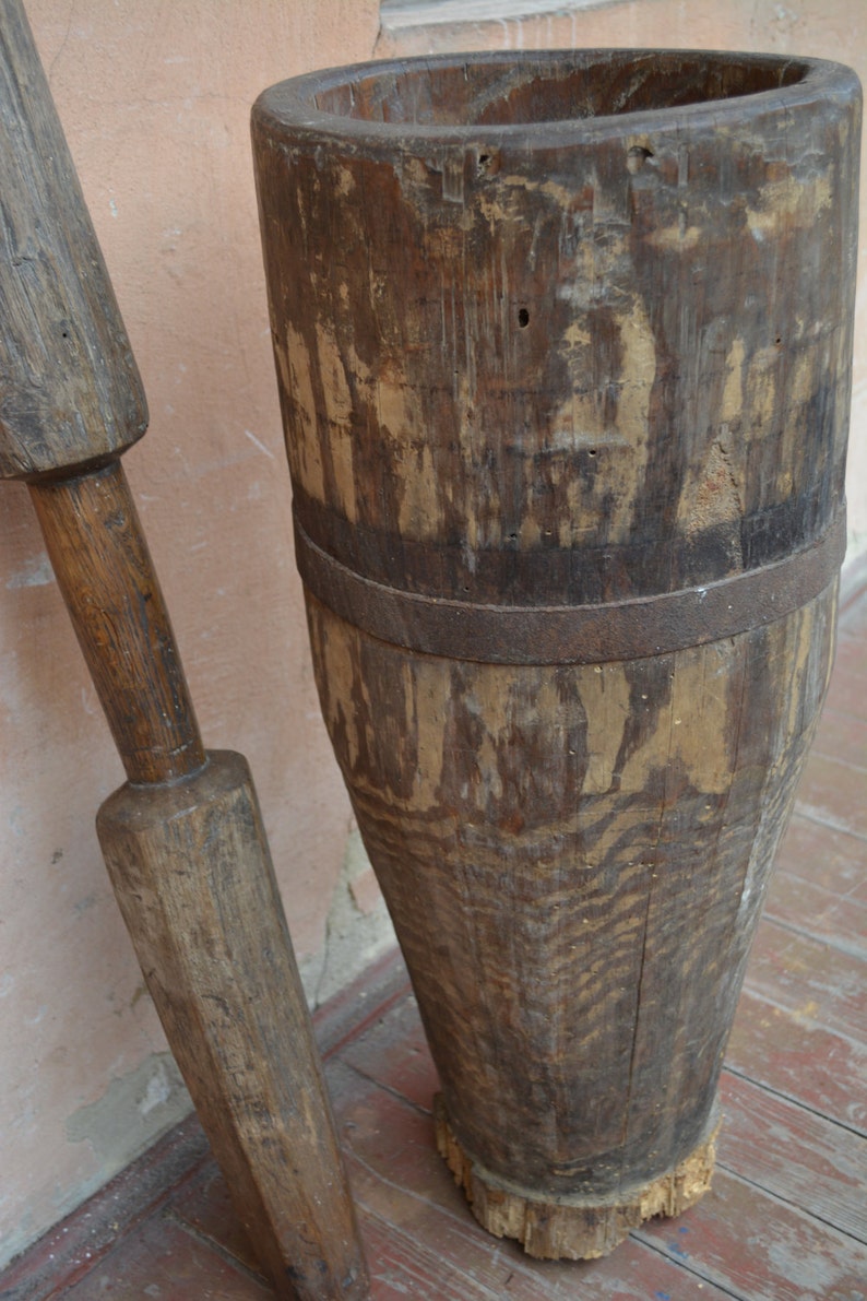 Primitive Antiques Large Mortar and Pestle Antique Wooden - Etsy