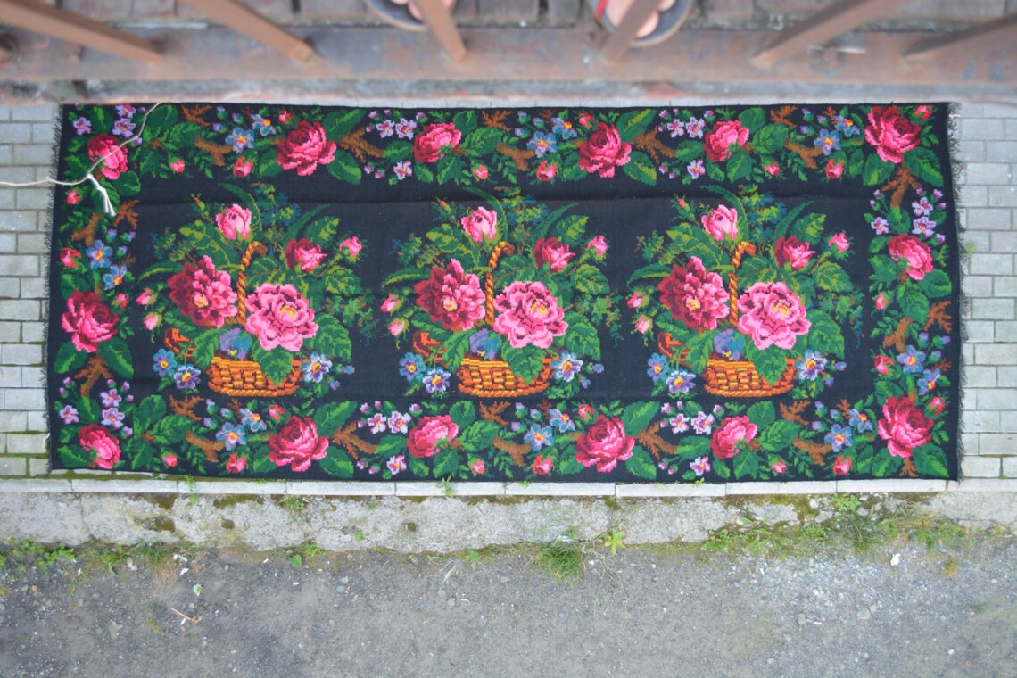 Vintage handwoven wool traditional Ukrainian rug carpet | Etsy