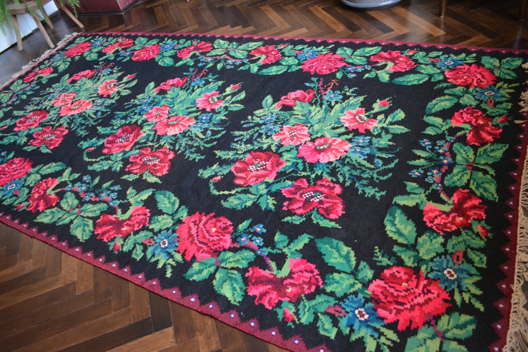 Vintage Handwoven Wool Traditional Ukrainian Rug Carpet - Bessarabian ...