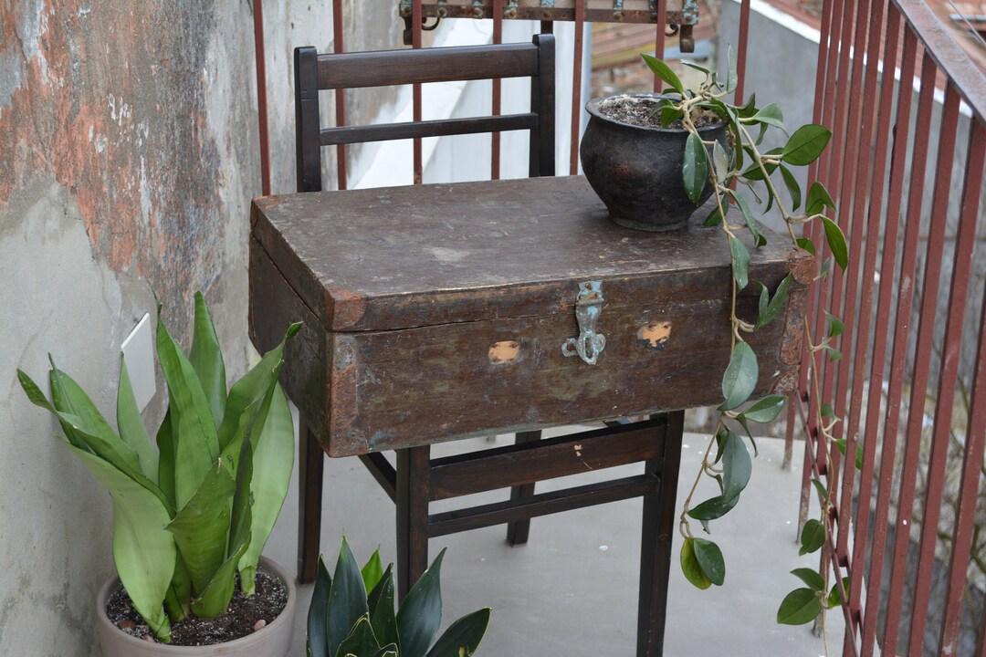 Vintage Wooden Box - Wooden Chest - Wooden Box - Primitive Storage Box ...