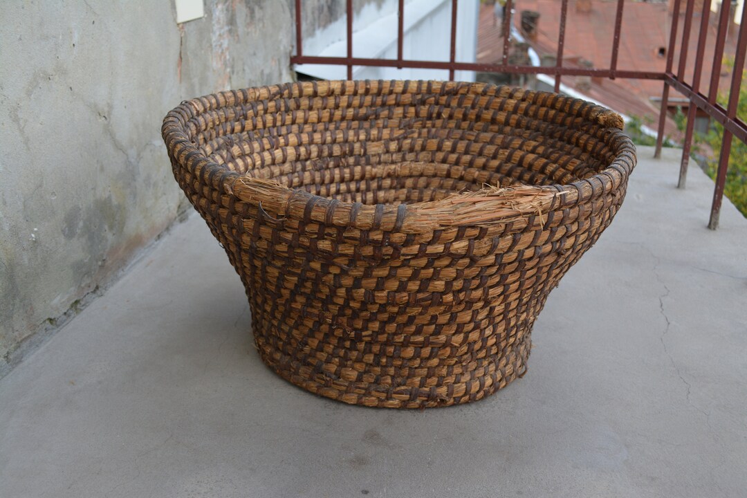 Vintage Antique Wicker Basket - Antique Hand Woven Basket - Country Farmhouse - Primitives ...