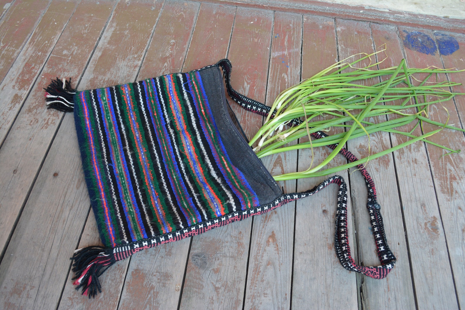 Handwoven Wool Shoulder Bag - Vintage Handwoven Wool Bag - Bessarabian ...