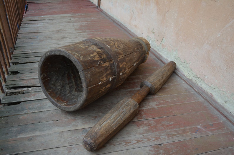 Primitive Antiques Large Mortar and Pestle Antique Wooden | Etsy