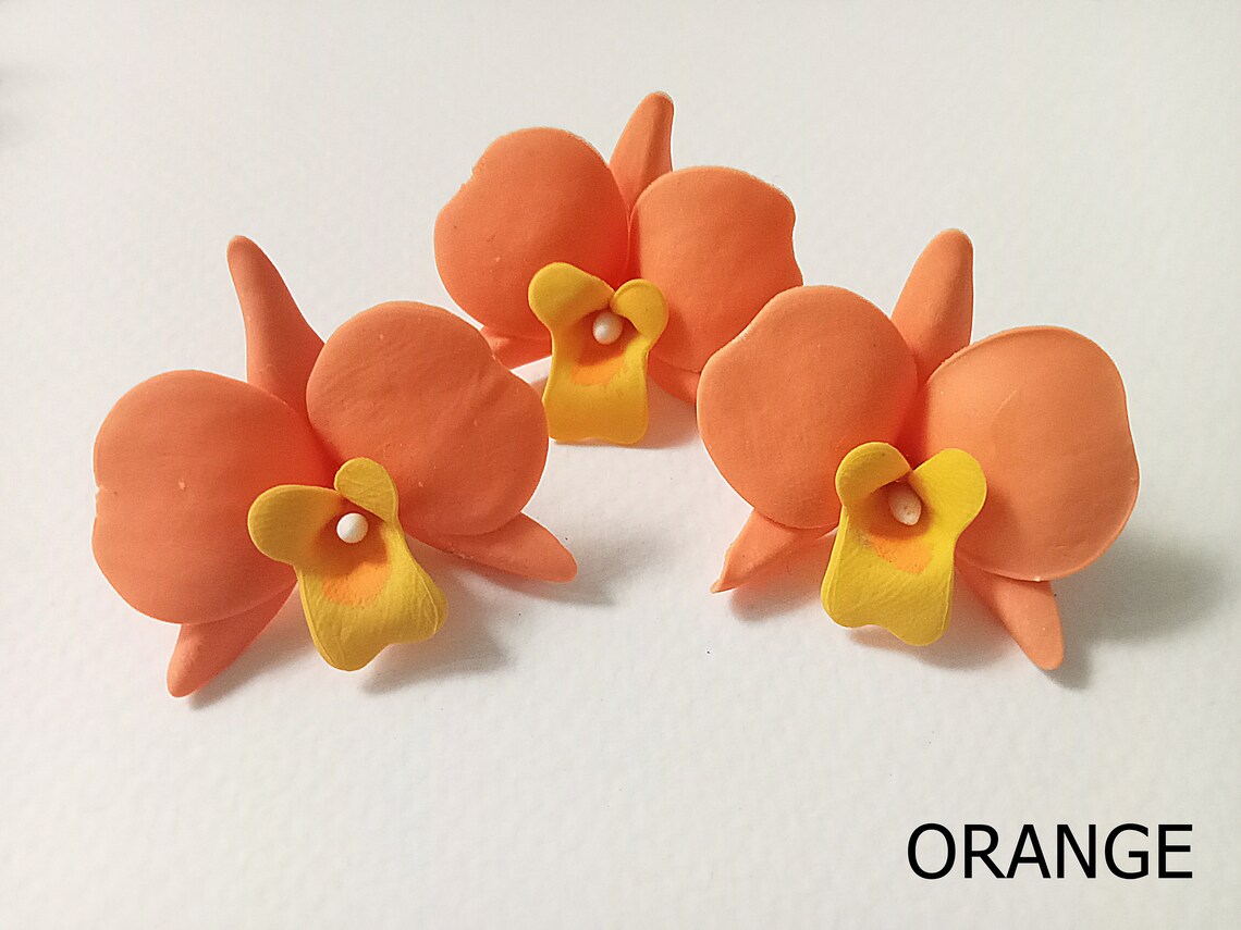 3 ORCHIDS Handmade Orchids Porcelain Orchids Clay Orchids - Etsy