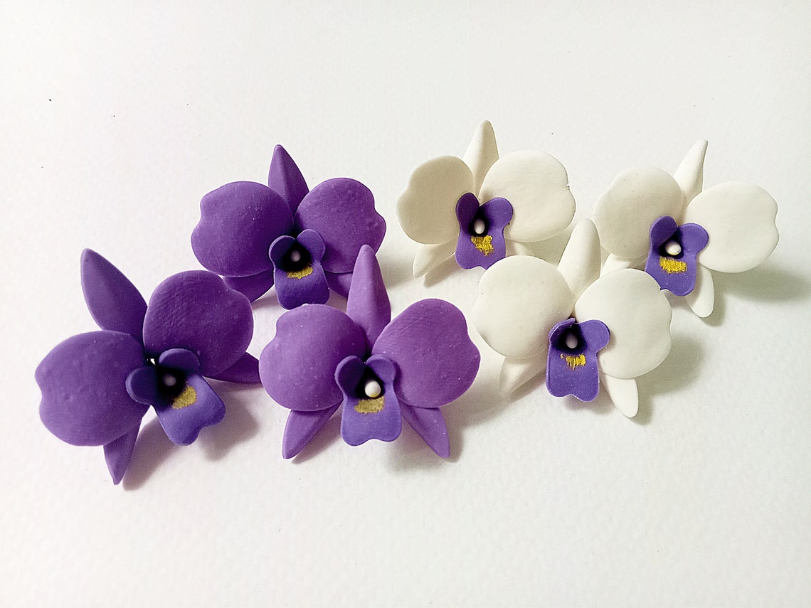 3 ORCHIDS Handmade Orchids Porcelain Orchids Clay Orchids - Etsy