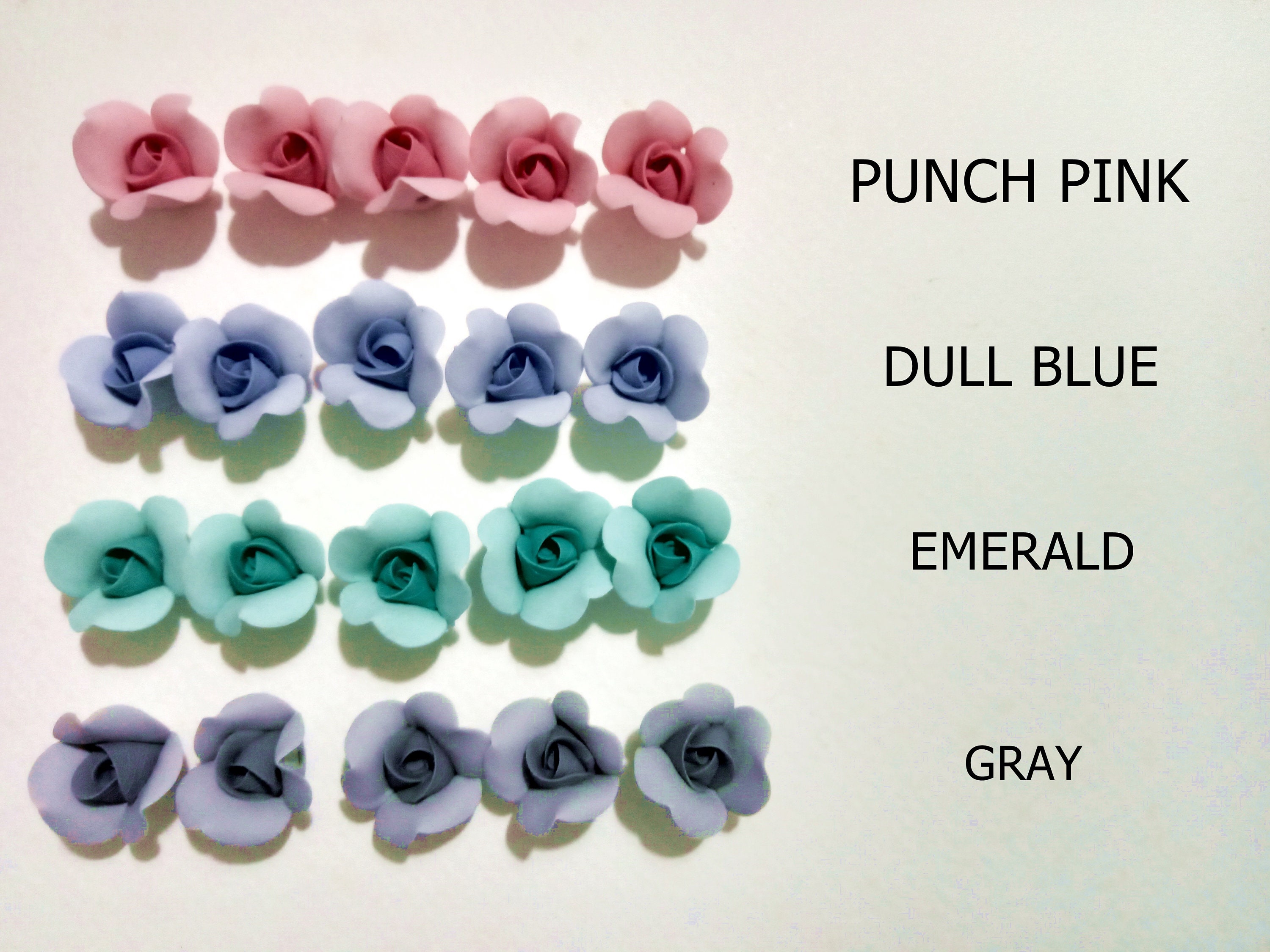 6 EARTHTONE ROSE CABOCHON, Earth Tone Roses, Handmade Clay Rose, Tiny ...