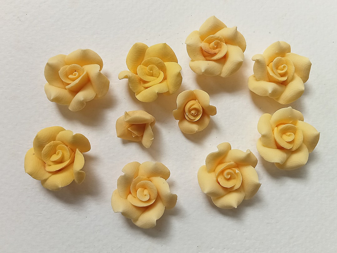 10 ROSE CABOCHON, Earth Tone Roses, Handmade Clay Rose, Tiny Rose ...