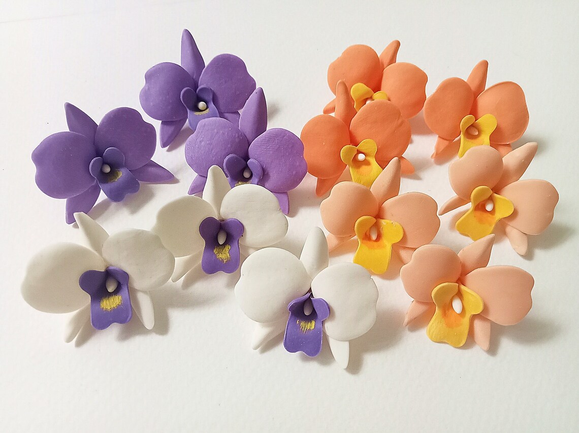 3 ORCHIDS Handmade Orchids Porcelain Orchids Clay Orchids - Etsy