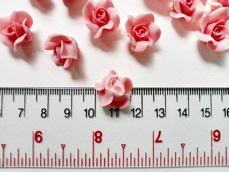 12 ROSE CABOCHON, Earth Tone Roses, Handmade Clay Rose, Tiny Rose ...