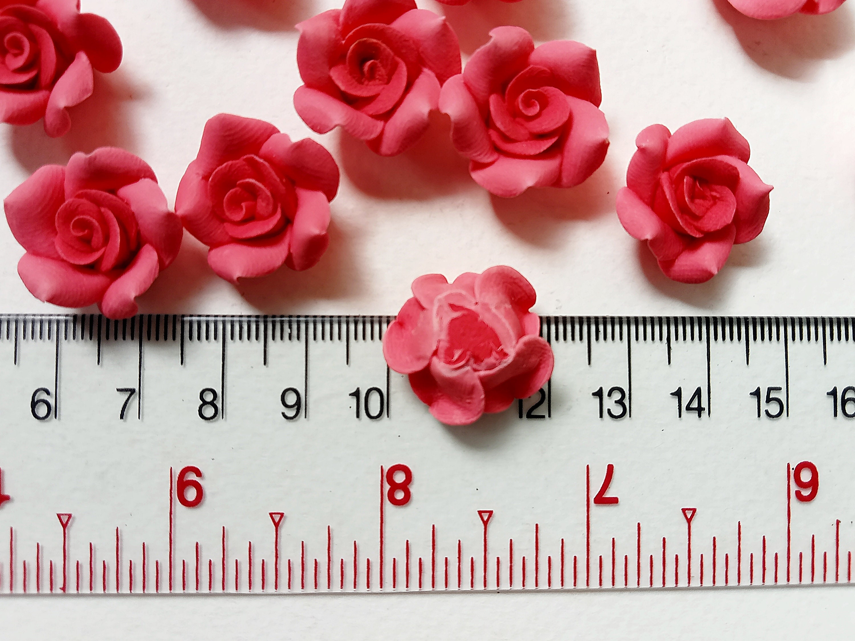 10 ROSE CABOCHON, Earth Tone Roses, Handmade Clay Rose, Tiny Rose ...