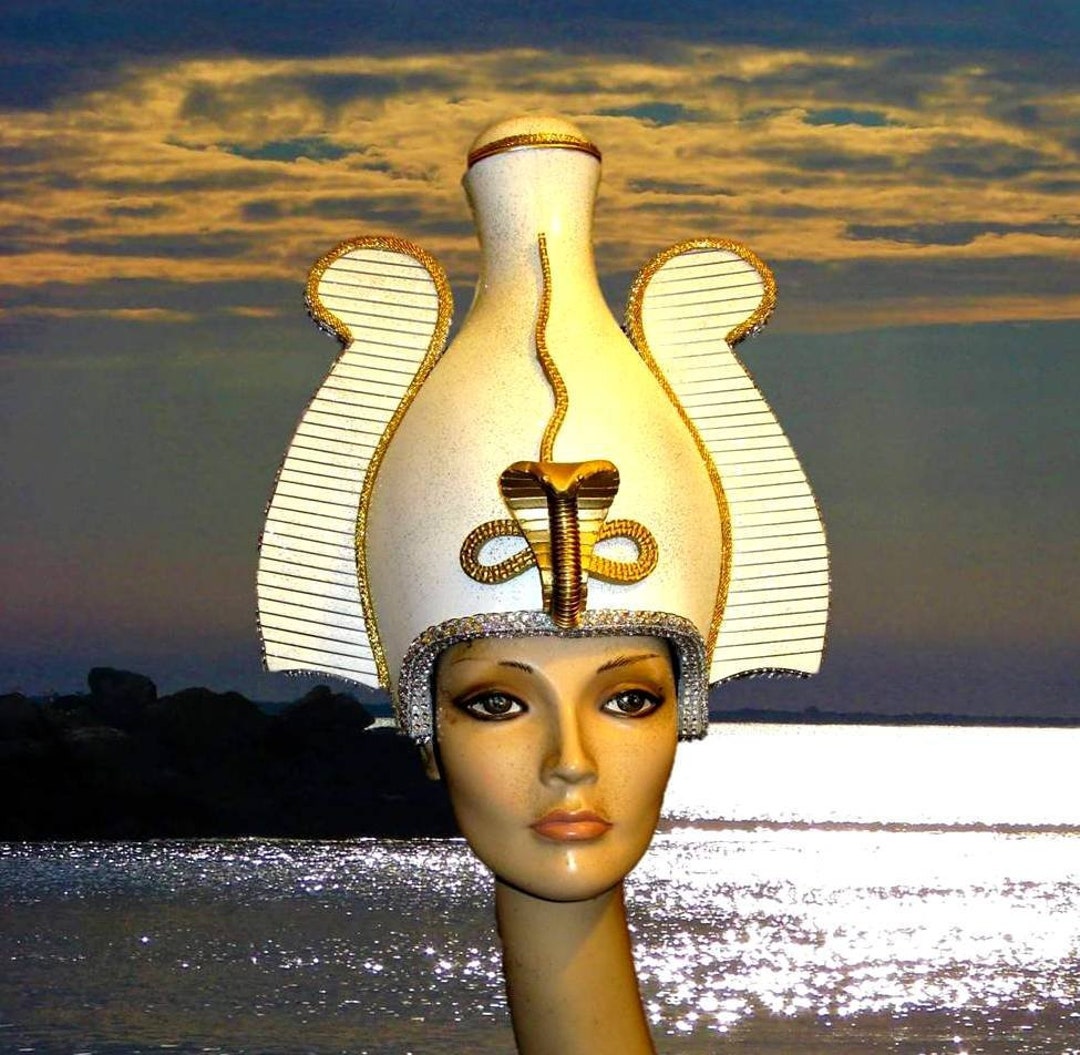 OSIRIS WHITE HEADDRESS, Unisex, Egyptian Crown, Burning Man, Halloween ...