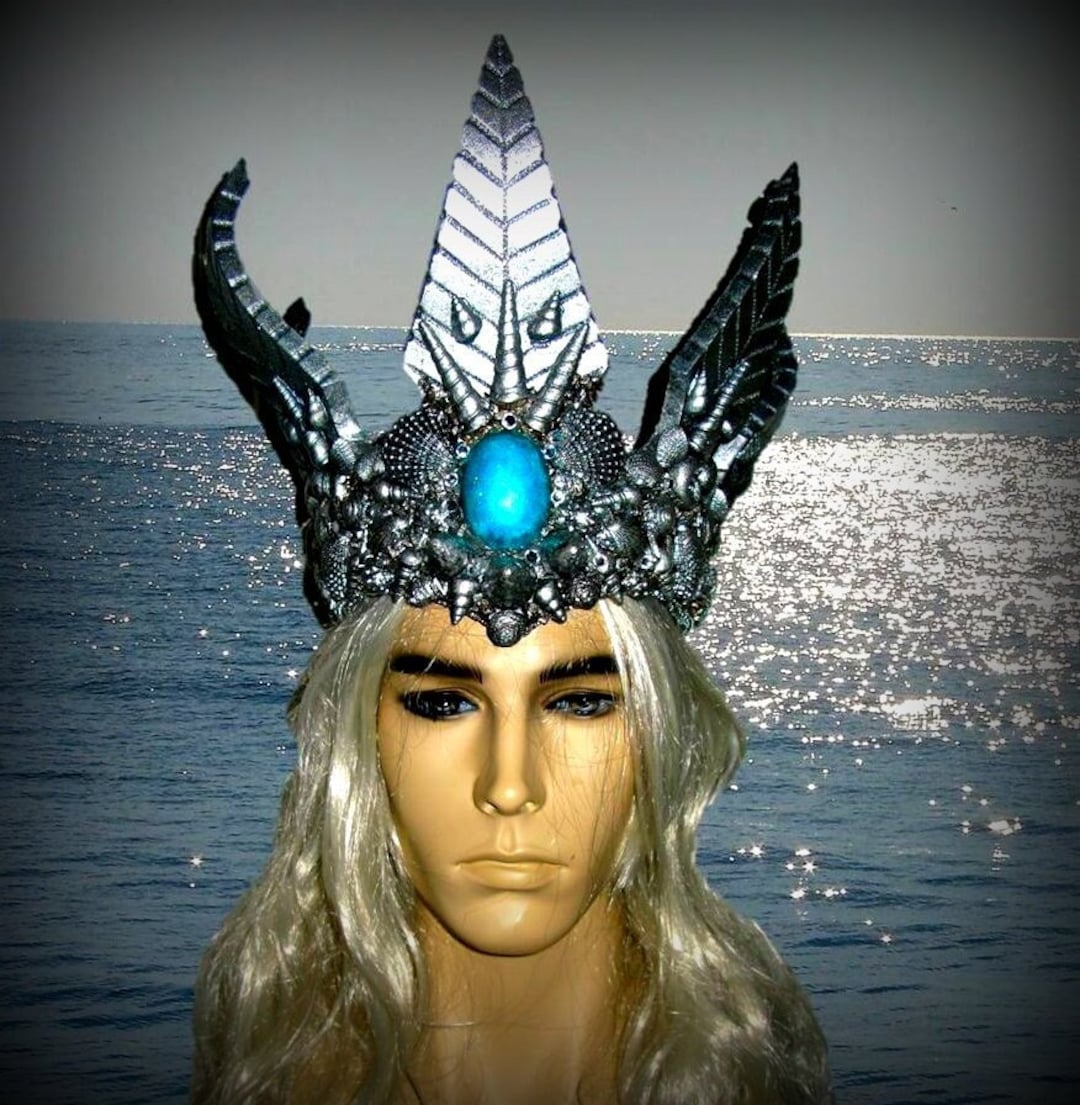 Poseidon Headpiece Silver, Burning Man, Halloween Costume, Fantasy Fest ...