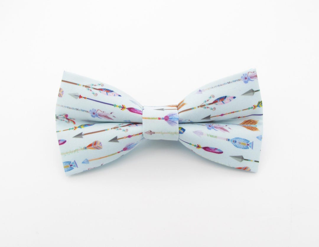 Tribal Arrow Patterned Bowtie - Pale Blue Arrow Bowties | Unique ...