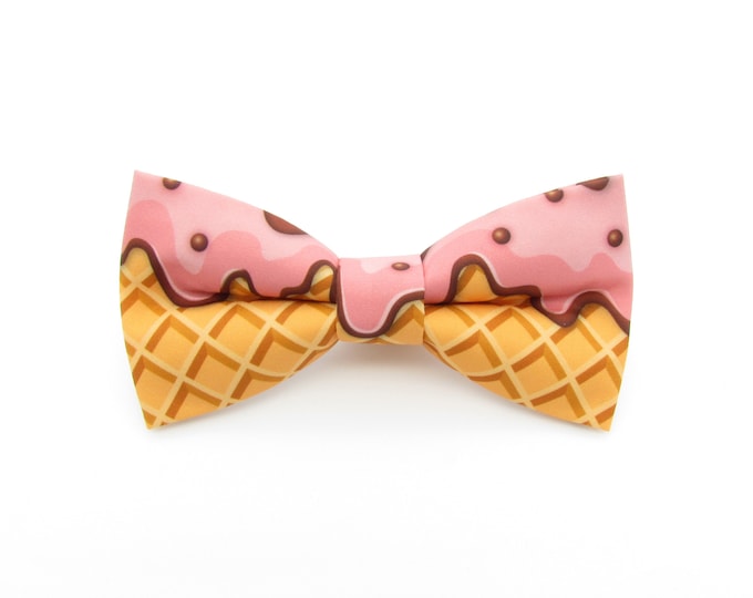Ice Cream Bow Tie, Mini Sweet Treats on Pink, Pre-tied Bow Tie ...
