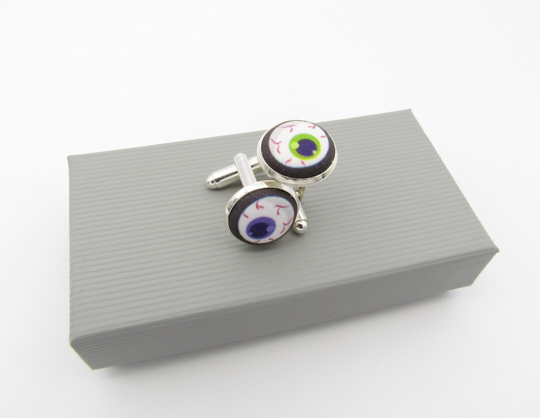 Creepy Eyeball Cufflinks - Cartoon Bloodshot Floating Eyeball Pattern ...