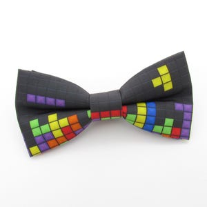 Retro Game Bowtie & Faux Pocket Square - Block Game Puzzle Bowtie ...