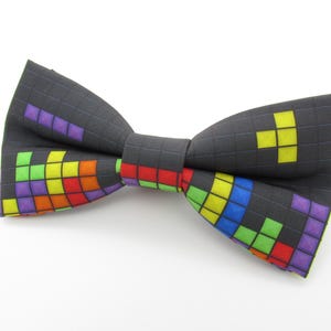 Retro Game Bowtie & Faux Pocket Square - Block Game Puzzle Bowtie ...