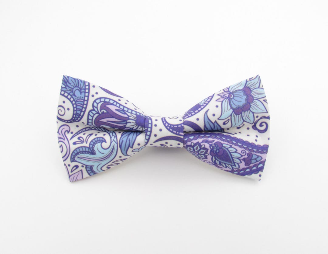 Purple and Blue Paisley Bowtie Set - Elegant Floral Paisley Wedding ...