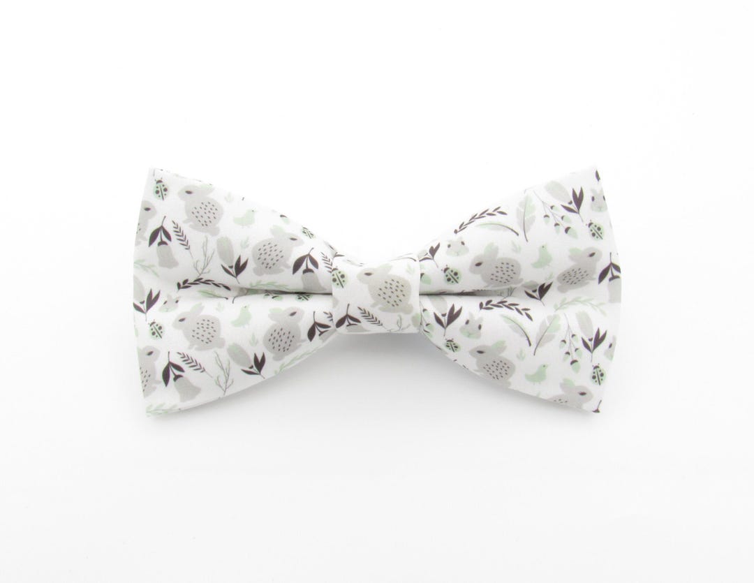 White Rabbit Patterned Bowtie - White and Grey | Pet Rabbit | Rabbits ...