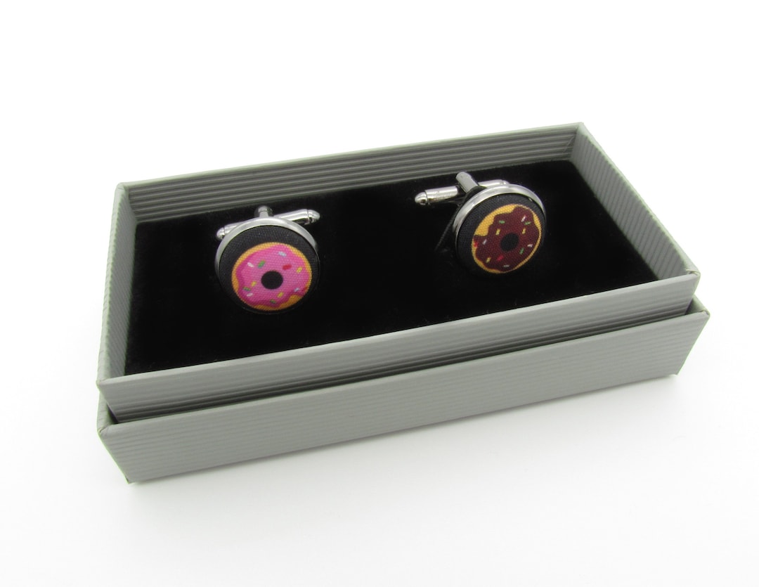 Iced Donut Cufflinks - Pink Donut & Chocolate Donut Cufflink | Fun ...