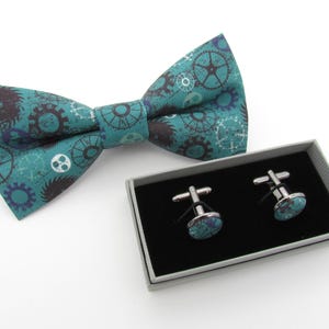 Teal Steampunk Bowtie Set - Cogs Industrial | Adult Bowtie | Men's ...