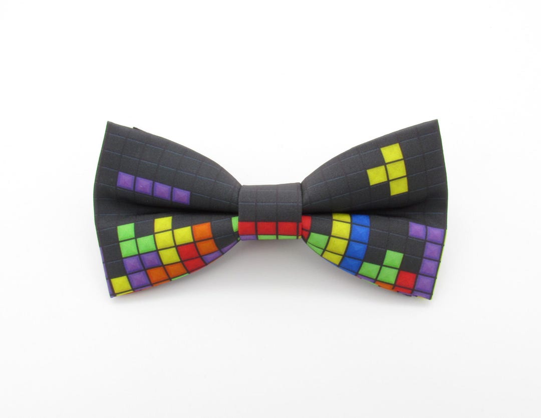 Retro Game Bowtie & Faux Pocket Square - Block Game Puzzle Bowtie ...