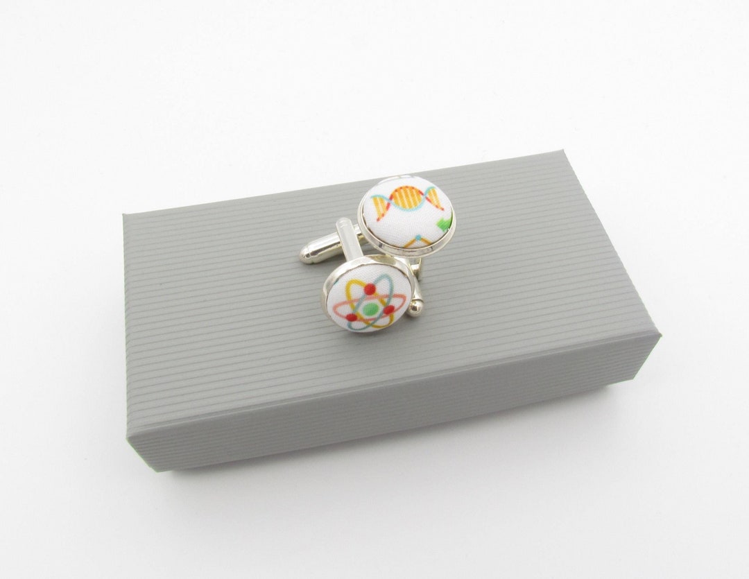 Science Icon Cufflinks - DNA and Atom Colourful Cufflinks | Gift for ...