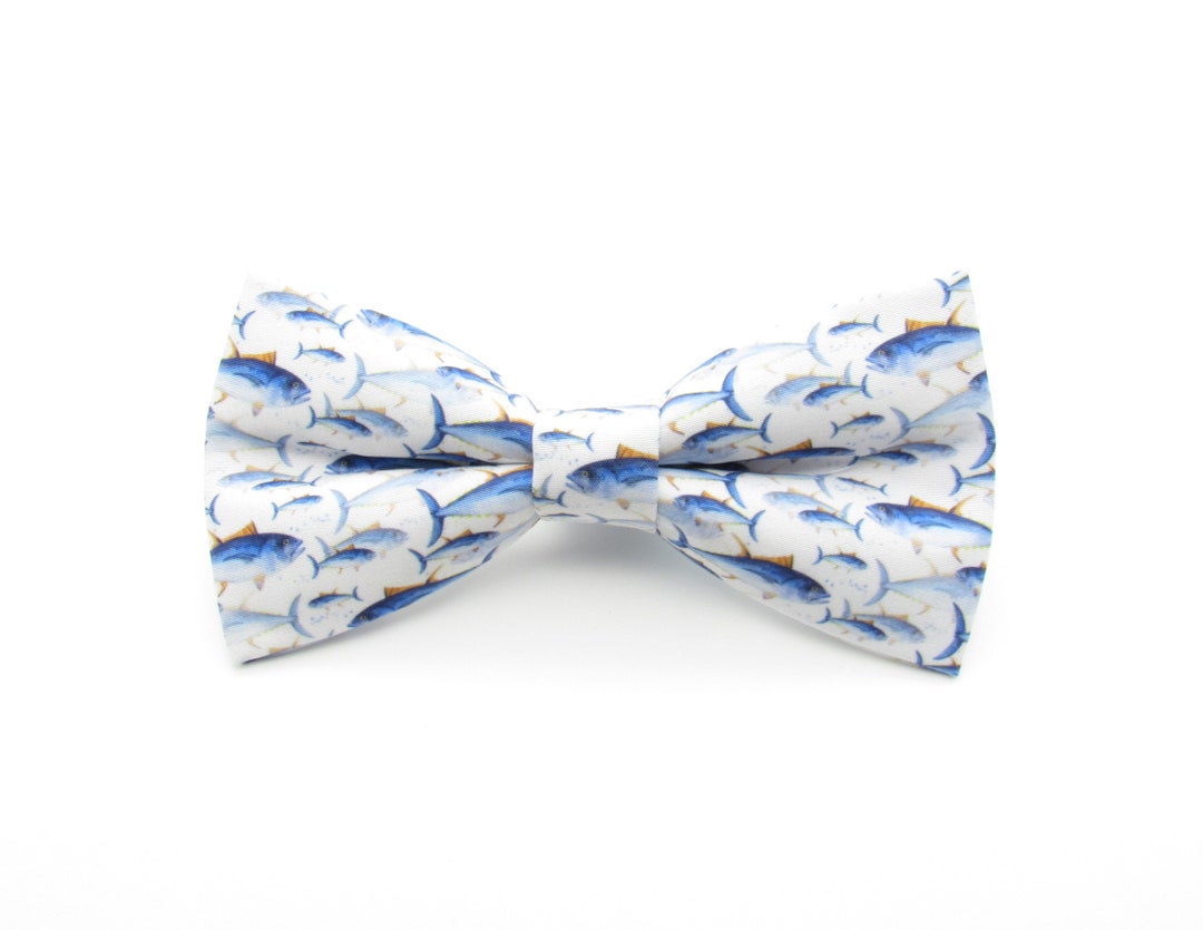 Blue Fish Bowtie - Bluefin Tuna Pattern | Blue and White Fish Bowtie ...