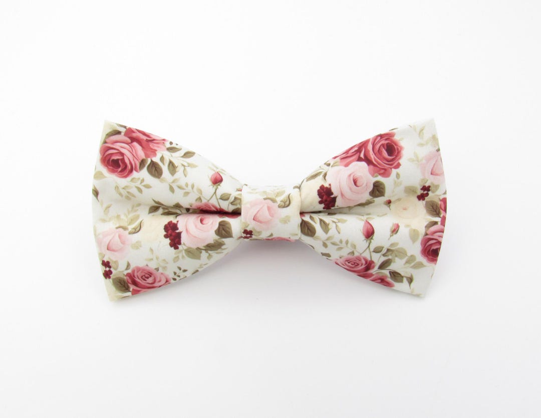 Elegant Pink Rose Bowtie - Pink and Cream English Rose Bowties | Rose ...