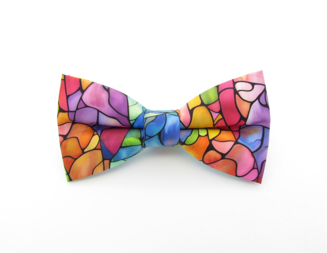 Rainbow Stained Glass Bowtie Set - Bright Colourful Bowties | Pride ...
