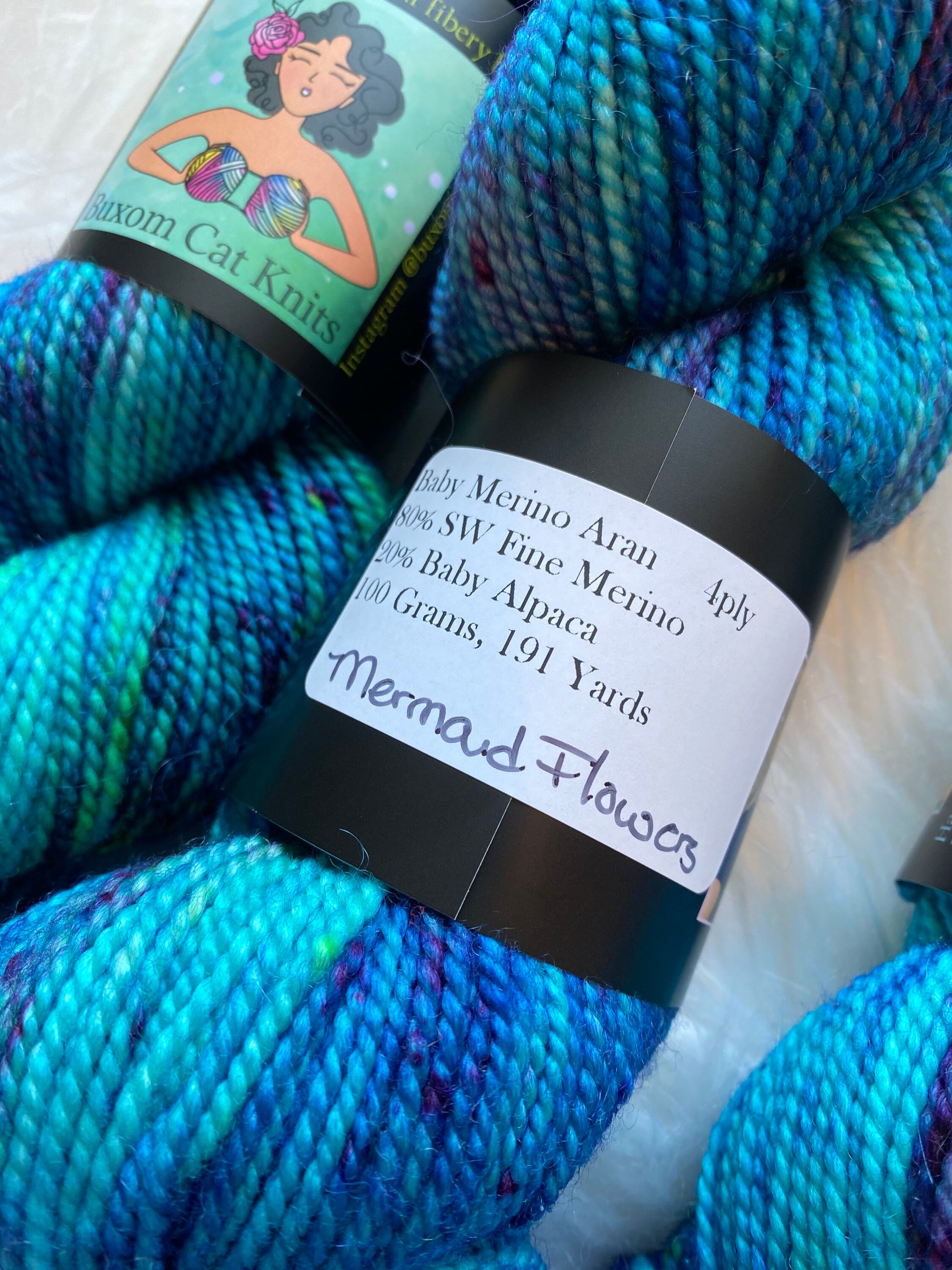 Mermaid Flowers Baby Merino Heavy Worsted Aran hand dyed indie dyed yarn